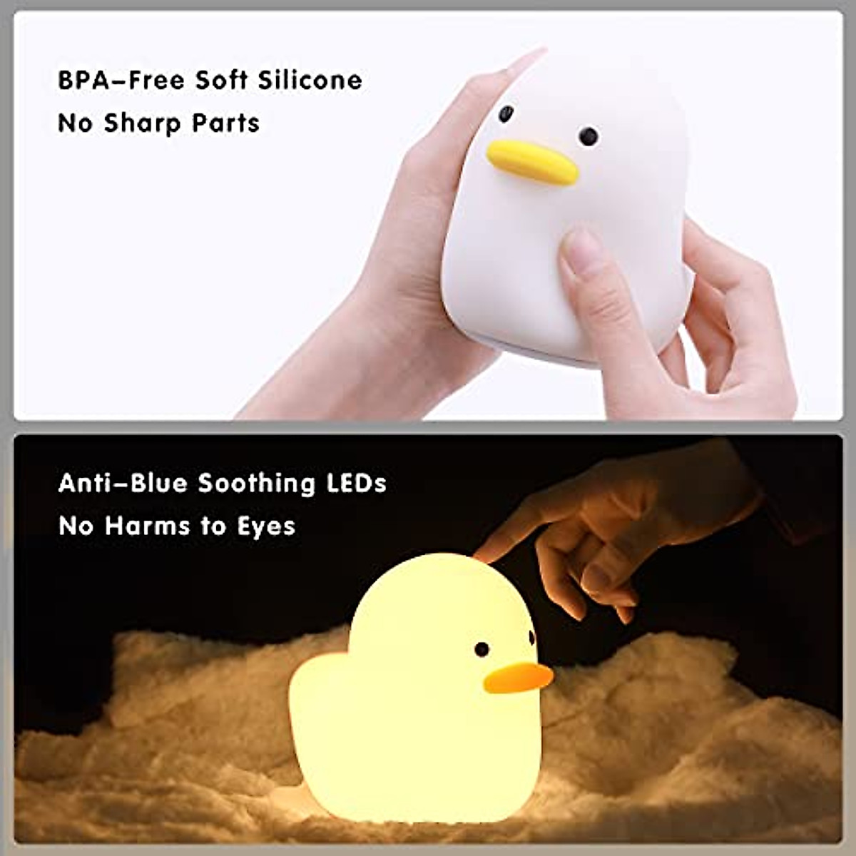 Benson The Duck Light Tubbo Silicone Night Light Nursery Duck Lamp for Baby Adult Kids Room Light Up… (Warm White)