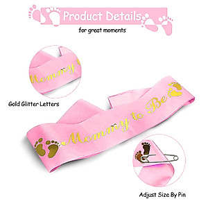 NAOKBOEE 2 Packs Pink Baby Shower Mommy to be Sash and Daddy to Be Badge, Baby Shower Baby Gender Reveal Party Supplies Decorations Gift