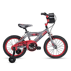 Huffy Disney Cars 16” Kid’s Bike, Quick Connect Assembly, Tire Case Storage & Training Wheels, Gray