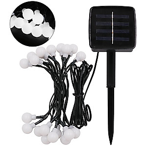 XUNATA 31ft LED String Lights, Solar Powered Flexible Waterproof 50 LEDs White Ball Lights for Indoor Outdoor Home Patio Lawn Garden Party Holiday Decorations(White)