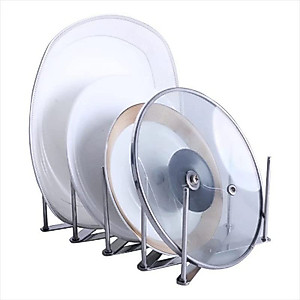 Hovico 2Pcs Pot Lid Holder, Kitchen Cabinet Pantry Pan and Pot Lid Organizer Rack Holder,Adjustable Pot Lid Organizer,for Cabinet Counter RV Sink (2Pcs)