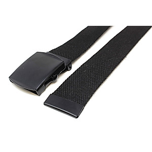 Canvas Web Belt Military Style with Black Buckle and Tip 56" Long Many Colors (Black)