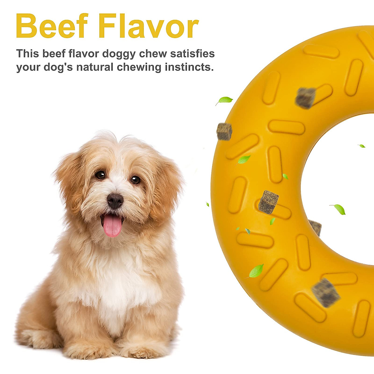 VITAL-FRI Donut Dog Chew Toy - Flavorful, Durable Rubber for Aggressive Chewers - Tough & Long-Lasting Puppy Toy for Small, Medium, Large Dogs - Promotes Dental Health