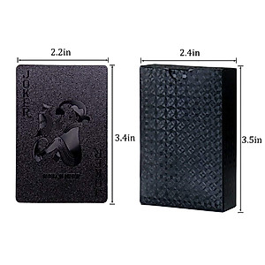 Joyoldelf Cool Black Foil Poker Playing Cards, Waterproof Deck of Cards with Gift Box, Use for Party and Game