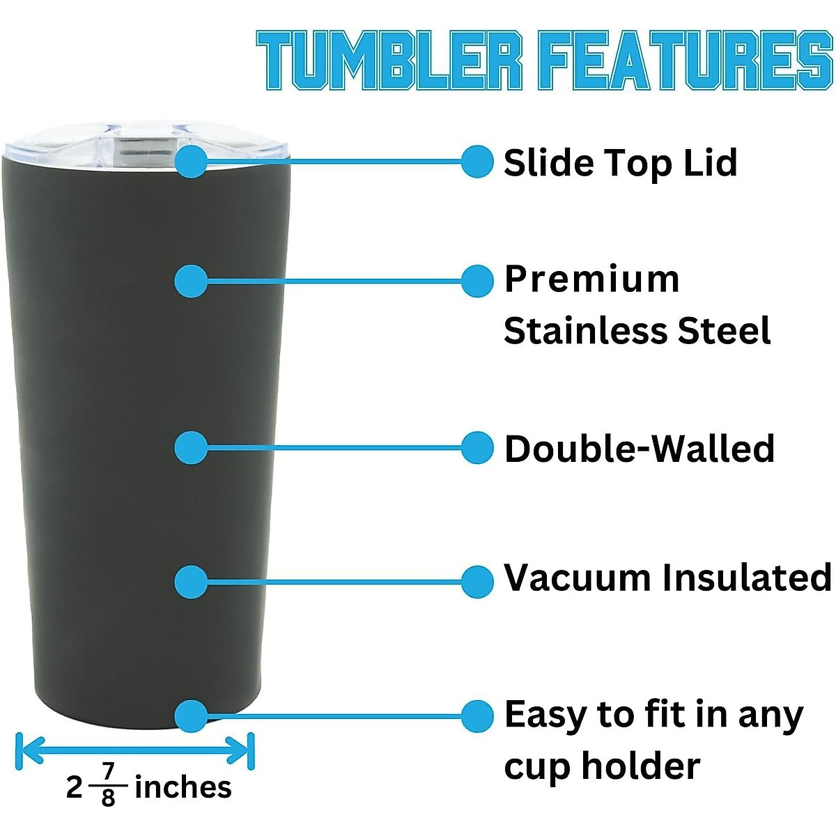 Decorvo Arizona State Sun Devils Tumbler - Black Double Walled Insulated Travel Thermos with Slide Lid - 18 oz