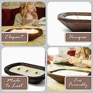 Wick Wooden Dough Bowl Gift Boxed Candle | Beautifully Packaged | High Fragrance Load | Long Burn Times (Juniper and Cedar Wood, Small)