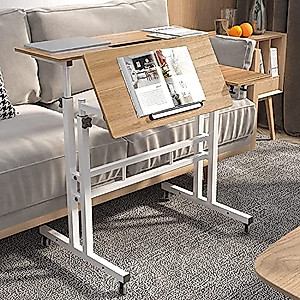 soges Adjustable Stand Up Desk 23.6 inches Computer Mobile Desk Workstation with Standing and Seating (Oak)
