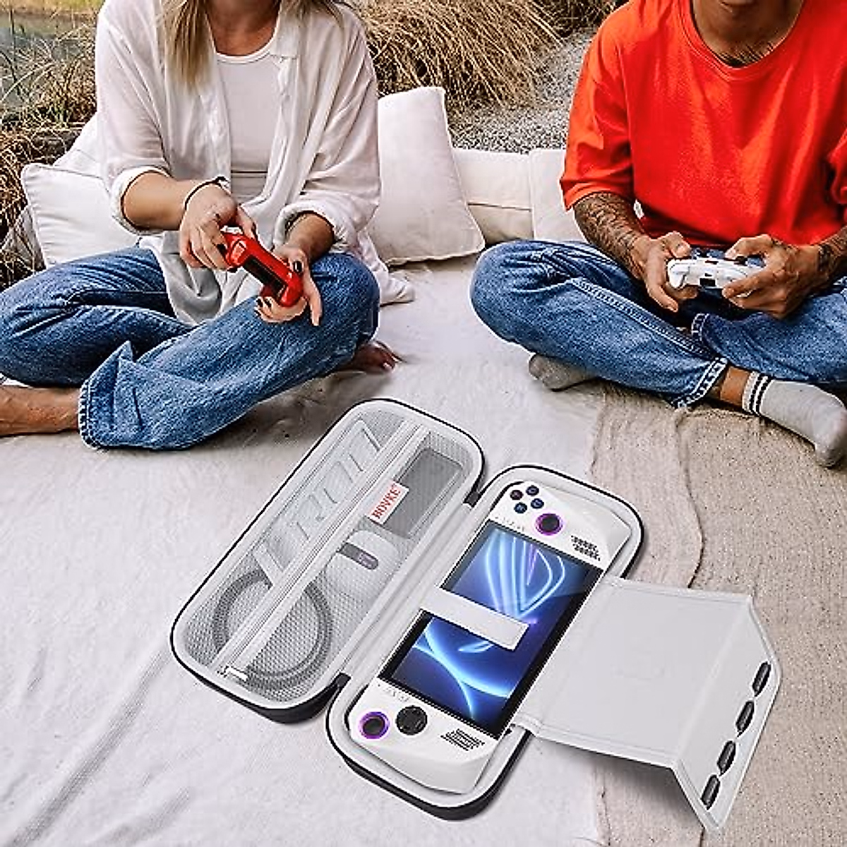 BOVKE Travel Carrying Case for ASUS ROG Ally 7" 120Hz Gaming Handheld Console, ASUS ROG Ally AMD Ryzen R1 Extreme Game Console Holder with Extra Space for Charger Accessories, Black