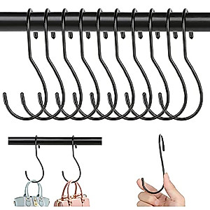 18 Pieces Purse Hanger for Closet, Unique Twist Design Bags Hanger Hooks, Black Closet Rod S Hooks, Large Size Closet Rod Hooks for Purses, Handbags, Belts, Scarves, Hats, Clothes, Hanging Bags