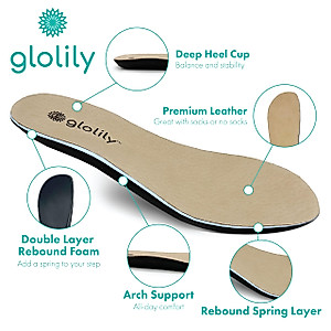 Glolily ELLE Mary Jane Women's Slip-On Comfort Flats - Black Leather, Size 8