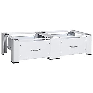 INLIFE Double Washer Dryer Stand with Drawer, Heavy Duty Washing Machine Pedestal with Storage Drawer Adjustable Height Base for Mini Air Conditioner Refrigerator Dryer 50"x 21.5"x 12.8" (WxDxH)