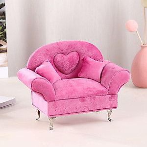 rockible Fashion Sofa Bed Jewelry Box Dollhouse Furniture Women Jewelry Case Jewelry Trinket Box for Bedside Table Living Room Closet Dresser Decor, Pink