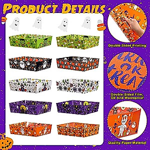 25 Pcs Halloween Paper Serving Bowls Ghost Pumpkin Snack Candy Holder Tray Disposable Halloween Popcorn Bowls Nacho Trays Double Sided Food Container Halloween Decoration Trick or Treat Party Supplies