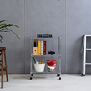 3 Tier Wire Shelving Unit Storage Rack, Metal Heavy Duty Utility Organizers, Organization Units for Products Plant Pantry, Garage, Laundry Racks Durable Shelf Stand, 14"W x 24"L x 30"H, Chrome