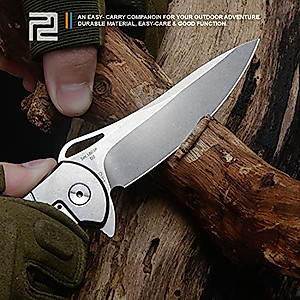 ARTISANCUTLERY Artisan Cutlery Hoverwing Pocket Folding Knife ATZ-1801P, Tactical EDC Knife with Stonewash D2 Blade and Steel Handle for Men Outdoor Hiking Camping Survival Hunting,White