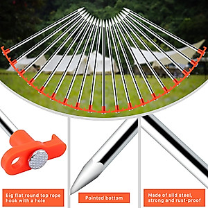 Tent Stakes,20 Pack Non-Rust Camping Family Tent Pop Up Tent Stakes,Heavy Duty Metal Tent Pegs,Steel Ground Stakes,Camping Stakes Canopy Stakes for Outdoor Camping Canopy and Tarp,with 8x10FT Ropes