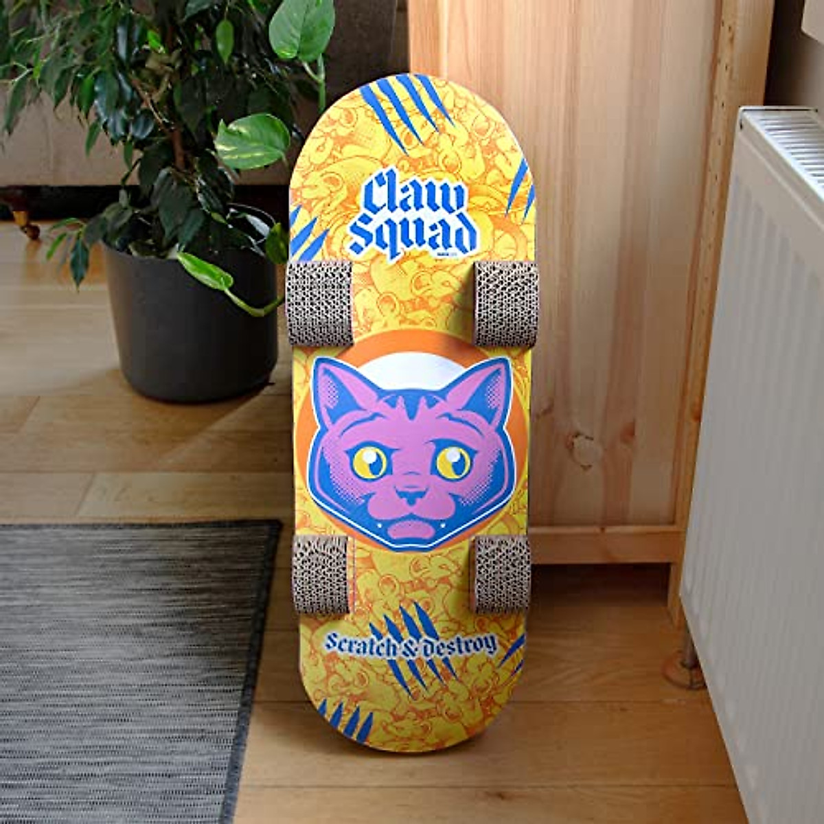 Suck UK Cat Scratch Pad Skateboard Cat Scratchers for Indoor Cats Cat Toy Scratching Board for Cats & Kittens Funny Cat Gifts & Gifts for Cats Interactive Cat Toy & Cardboard Cat Scratcher