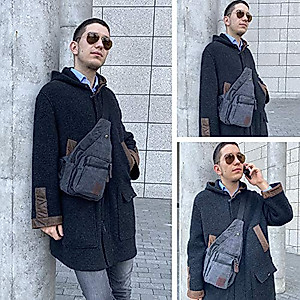 Canvas Sling Bag Crossbody Backpack Casual Daypack Small Chest Shoulder Bag Sling Chest Multipurpose Backpack for Travel, Hiking, Cycling (Green)