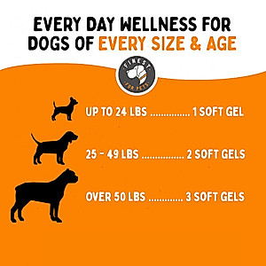 100% Pure Omega 3 Fish Oil Soft Gels for Dogs - Organic Skin, Coat & Joint Supplement - Boost Joint Health, Anti-Shedding & Itch Relief - Ideal for Medium to Large Dogs