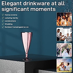 Zonbaizey 5pcs Pink Plastic Champagne Flutes - 6oz Plastic Champagne Glasses with Storage Bottle - Reusable & BPA free Stemless Champagne Flutes Plastic - Ideal for Parties, Weddings, Birthdays