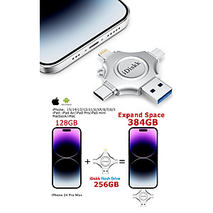 iDiskk MFI Certified 256GB Photo Stick for iPhone USB C iPad Pro Android Samsung Flash Drive for iPhone 15/14/13/12/12 pro/12 mini/11/11/Pro/6/7/8/XR/X/XS MAX,iPad pro USB Storage for PC,MacBook