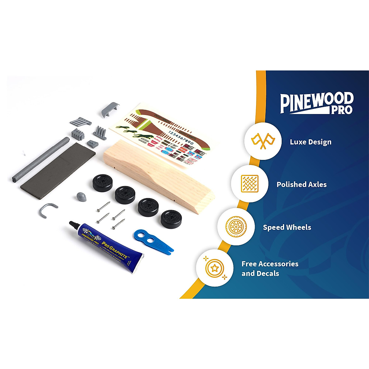 Pine Derby Car Kit with PRO Graphite to Build The Ferrari by Pinewood Pro