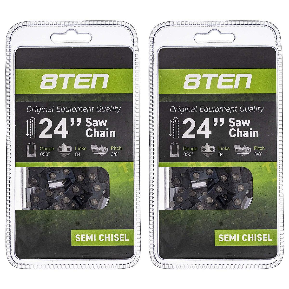 8TEN Chainsaw Guide Bar and 2 Chains For Poulan Husqvarna 365 372 Rancher 240RNDD009 72DPX084G 24 inch .050 3/8 84DL