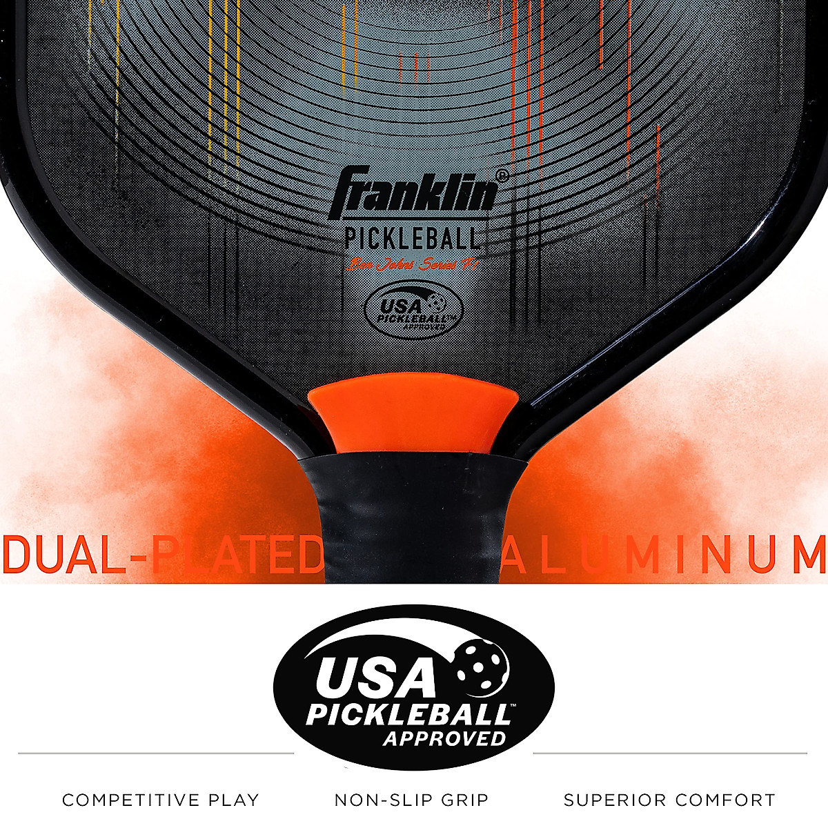 Franklin Sports Pickleball Paddles - Aluminum Pickleball Paddle - USA Pickleball (USAP) Approved Tournament Pickleball Paddle - Aluminum Surface Pickleball Paddle - Black