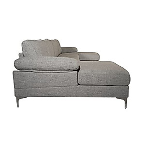 Casa Andrea Milano Modern Large Tweed Fabric U-Shape Sectional Sofa, Double Extra Wide Chaise Lounge Couch