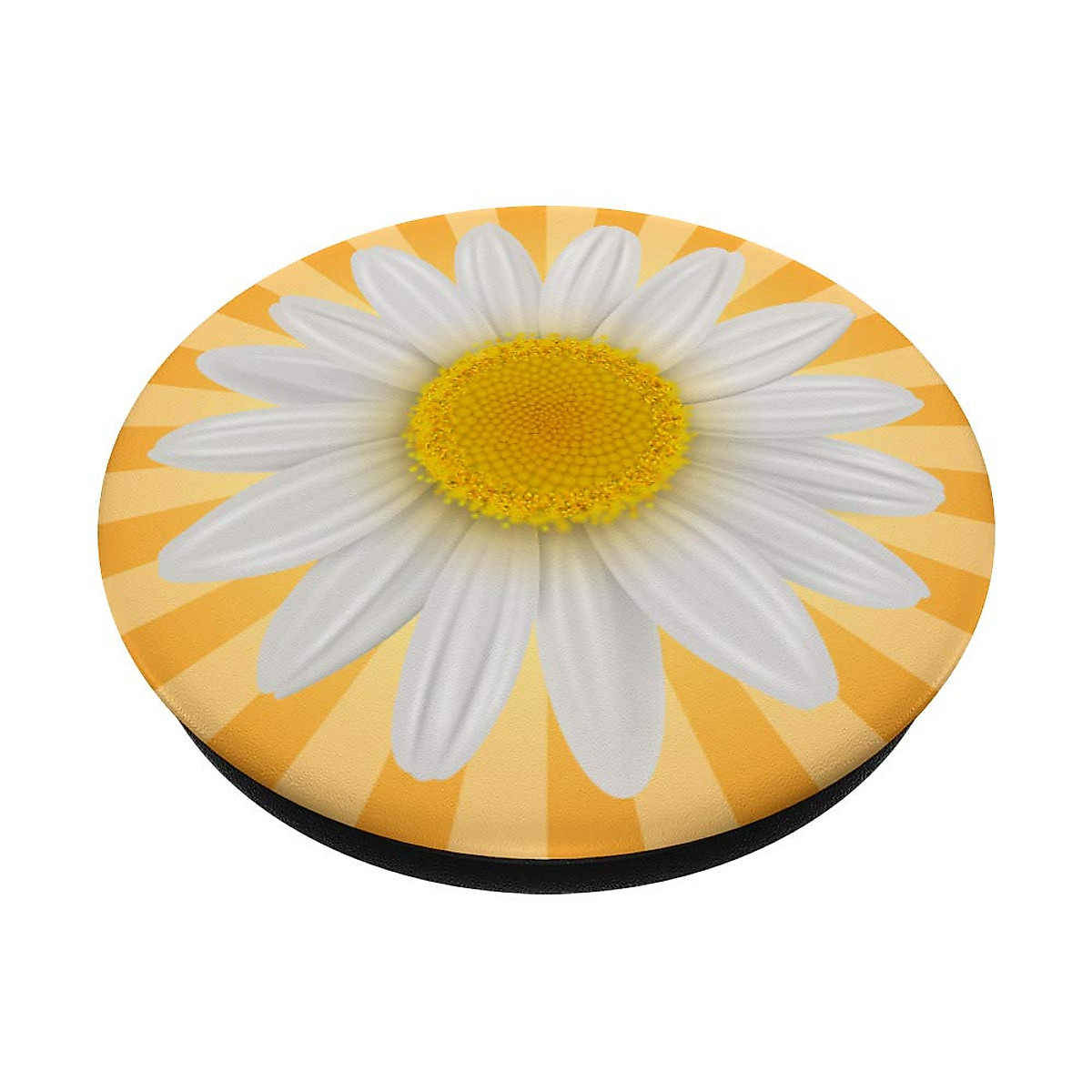 Cute White Flower Daisy With Yellow Sun Ray Background