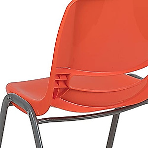 Flash Furniture HERCULES Series 5 Pack 880 lb. Capacity Orange Ergonomic Shell Stack Chair with Gray Frame