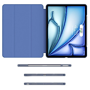 Soke for iPad Air 13 Inch Case (M2) 2024,iPad Pro 12.9 Case 2022 2021(6th 5th Generation) - [Slim Trifold Stand + Auto Wake/Sleep],Protective Hard PC Back Cover for iPad Air 13 inch (Navy)