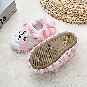 Enteer Baby Girls' Bear House Slippers with Non-Slip Rubber Sole Pink US 5-6