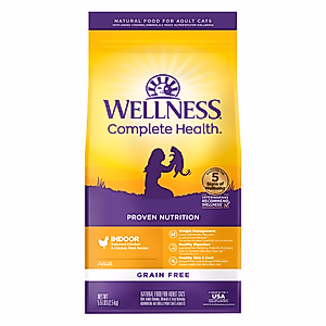 Wellness Natural Pet Food Complete Health Grain-Free Indoor Deboned Chicken Recipe Dry Cat Food, 5.5 Pound Bag