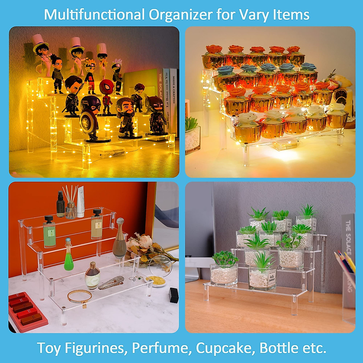 4 Tier Shelf Cake Pop Stand (Yellow) +5 Tier Premium Cupcake Holder, Acrylic Cupcake Tower Display – Cady Bar Party Décor, Acrylic Display for Pastry Weddings, Birthday (Yellow)