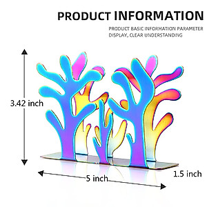 Tissue Paper Napkin Holder Stainless Steel Farmhouse Napkins Holder for Kitchen Dining Table Classic Restaurant Home Tabletop Decor (Tree Style, Rainbow)