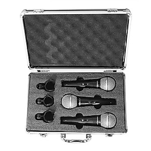 Rockville RMC-3PK 3 Pack Metal Wired Vocal/Instrument/DJ Microphones+Metal Case, Black