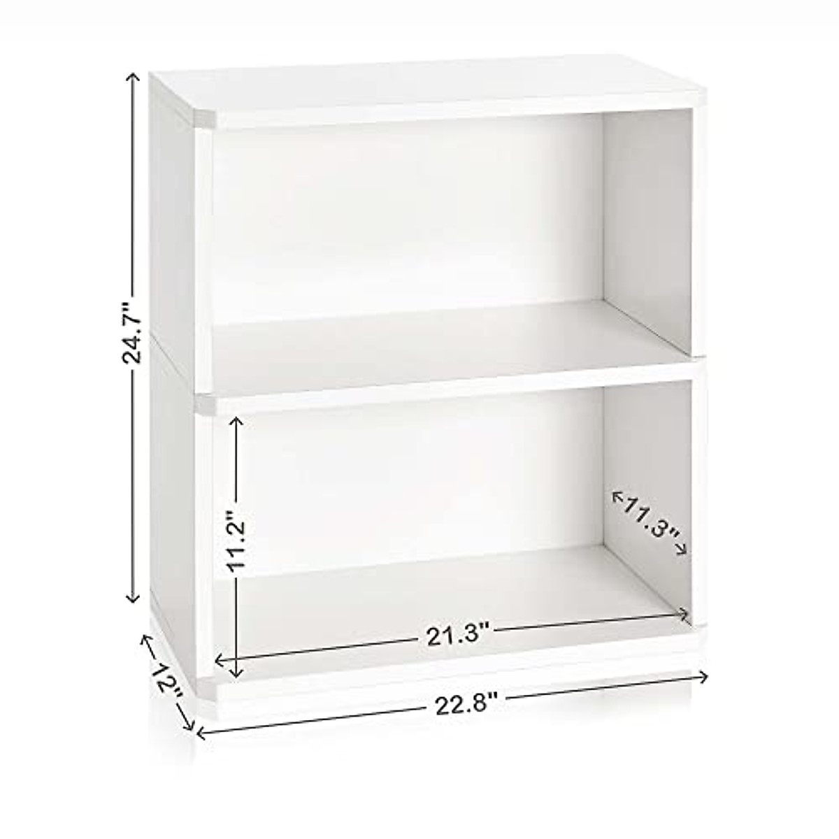 Way Basics Webster 2 Tier Bookshelf Display Storage and Organizer (Tool-Free Assembly and Uniquely Crafted from Sustainable Non Toxic zBoard Paperboard) White