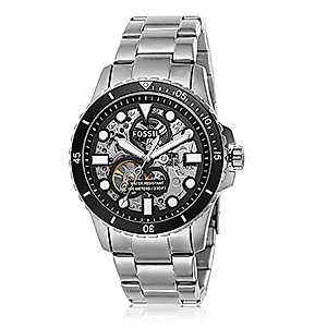 Fossil Men's FB-01 Automatic Stainless Steel Three-Hand Watch, Color: Silver/Black (Model: ME3190)