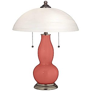 Color + Plus Modern Accent Table Lamp 21.5" High Coral Reef Glass Gourd Alabaster Dome Shade for Living Room Family Bedroom Bedside Nightstand