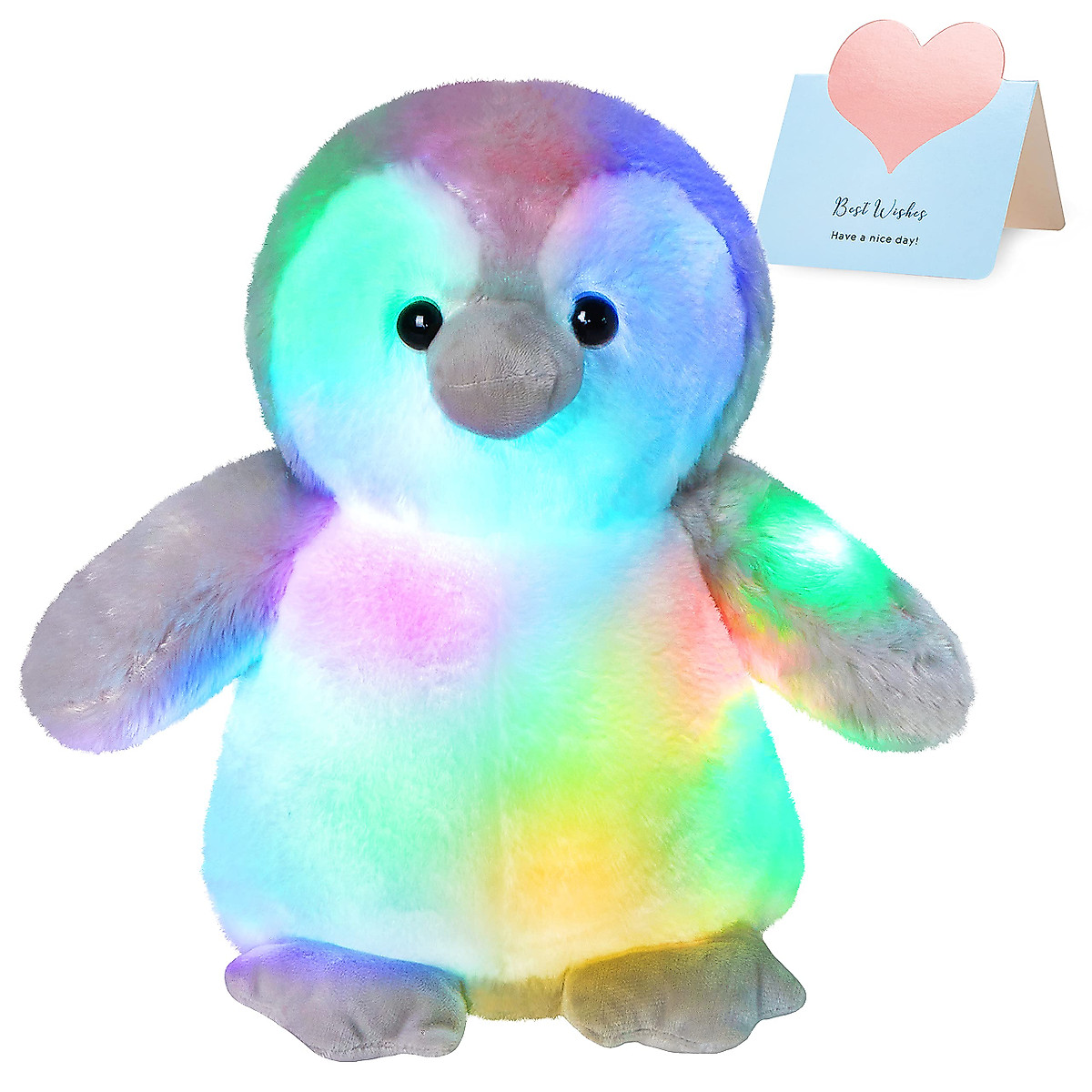 Houwsbaby 12'' LED Light Up Penguin Stuffed Animal Plush Toy for Kids Night Light Glowing and Huggable Soft Plush Toy Present for Kids Baby Boys Girls Birthday Festival Christmas