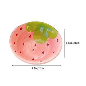 UPKOCH 1 Set Dessert Bowl and Spoon Strawberry Shaped Serving Bowls Ceramic Salad Bowls Kitchen Mixing Bowls Fruits Dish for Cereal Pasta Snack Appetizer Kids Food Container