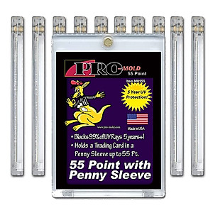 10-Count Pro-Mold 55pt. Magnetic ONE-Touch Card Holders Holds Sleeved Card MH55S (with Microfiber Cloth)