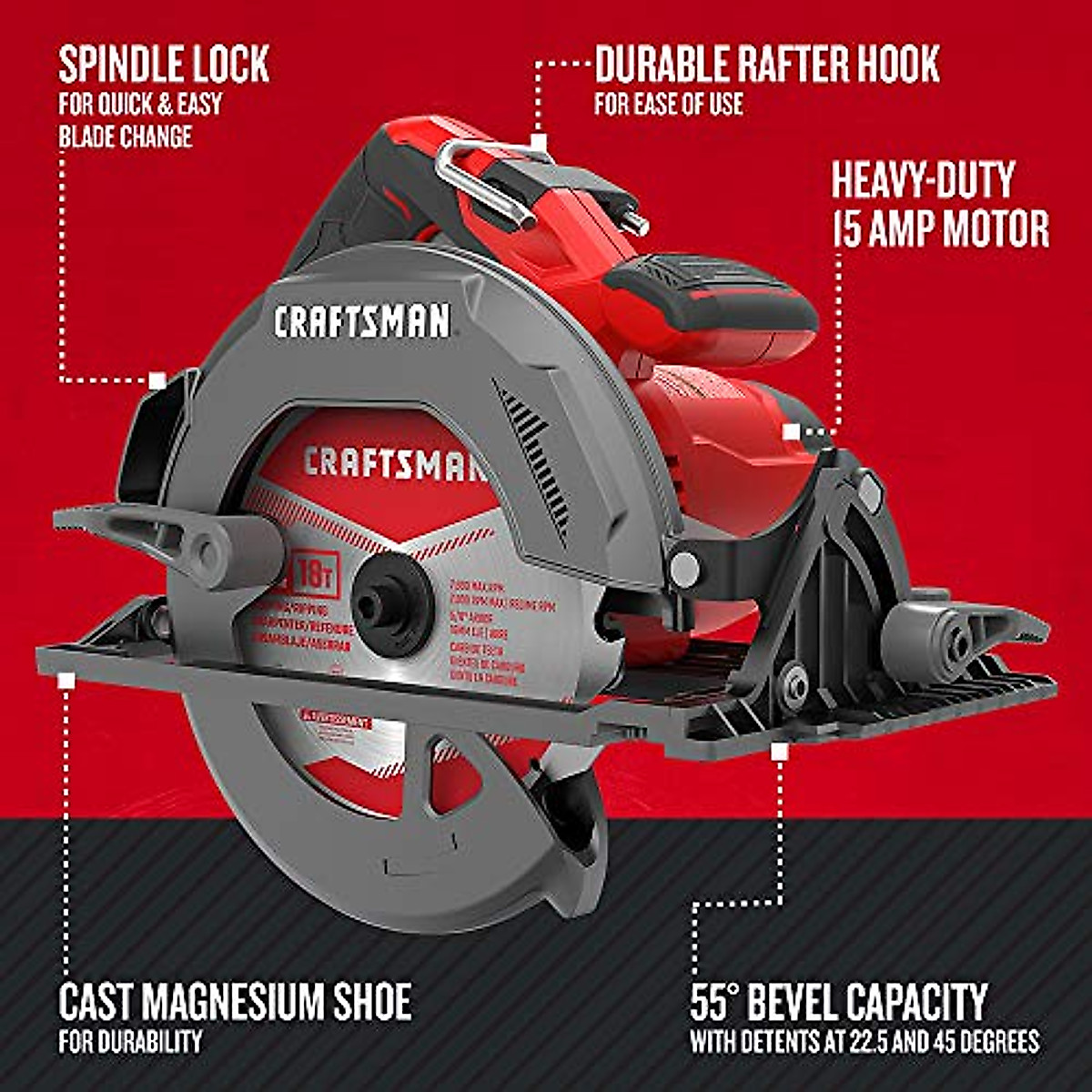 CRAFTSMAN Circular Saw, 7-1/4 inch, 15 Amp, Corded (CMES510)