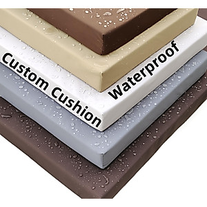 SINCERE Custom Cushions Replacement for Bench Indoor Outdoor Furniture, Window Seat Pad Back Pillow, Cut to Size Foam Mattress Pad, Non-Slip Waterproof Patio Chair Chaise Lounger Deep Seating Cushion