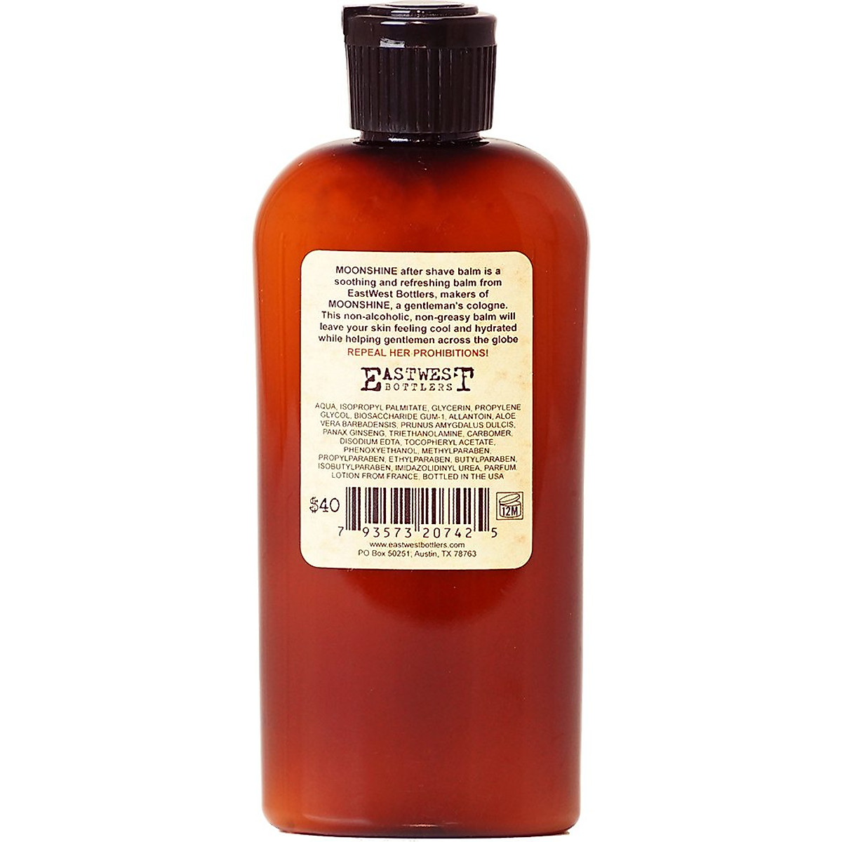 EastWest Bottlers - Moonshine After Shave Balm, Repeal Your Prohibitions, 4 Fl. Ounces