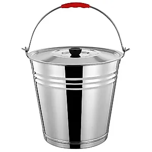 GANAZONO Metal Ash Bucket Ash Bucket with Lid Galvanized Iron Ash Bucket Coal Storage Bucket BBQ Charcoal Holder for Fire Pit, Wood Burning Stove Galvanized Bucket