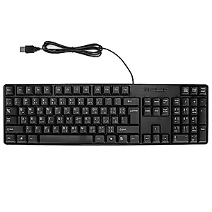 Shanrya Computer Keyboards, Comfortable Gaming Keyboard ‑Proof Ergonomic Design Non‑Slip for Pc Notebook Computers for Arabic and English for Home