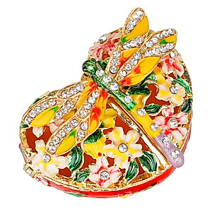 SEVENBEES Bejeweled Dragonfly Figurine Trinket Boxes Hinged Animal Jewelry Boxes for Girls or Women