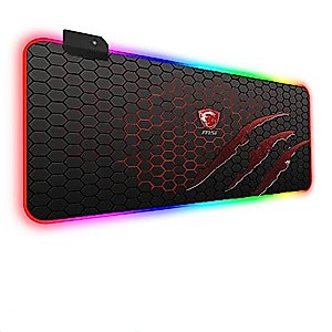 RGB LED Gaming Mouse Pad - Large Pad RGB Gaming Mat with Easy to Clean Waterproof Surface - Anti-Slip Rubber Base Abstract Art Hexagon Honeycomb 11.81"x27.56"